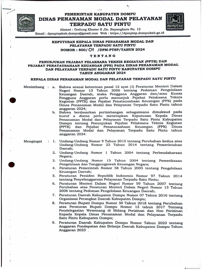 Contoh SK PPK Dan PPTK | PDF