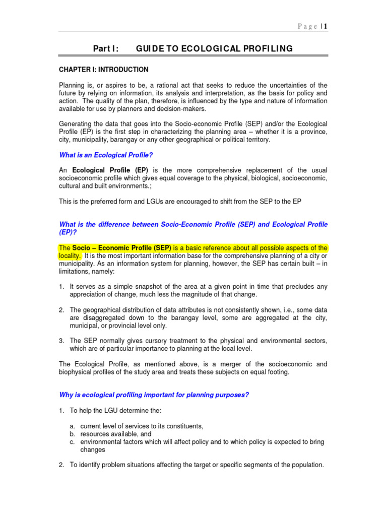 DILG Reports Ecological Profiling | PDF | Human Nutrition | Information