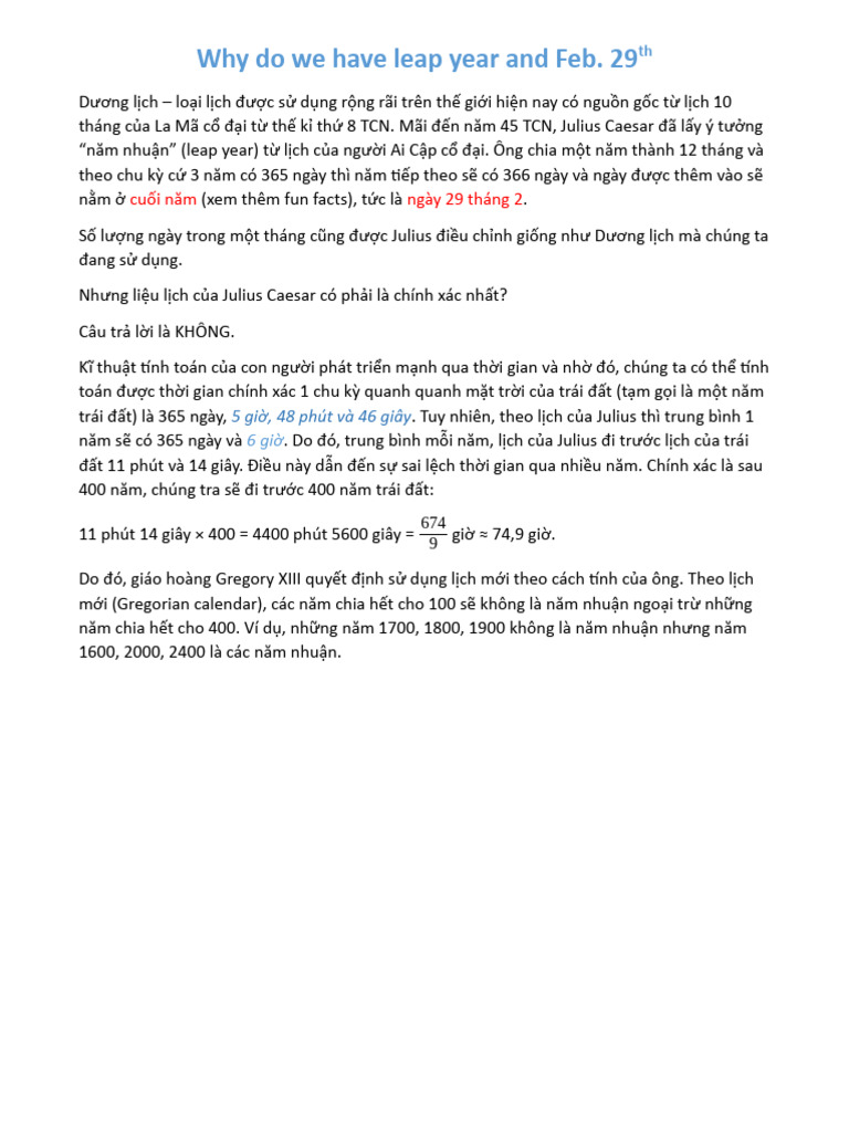 Why We Have Leap Year | PDF