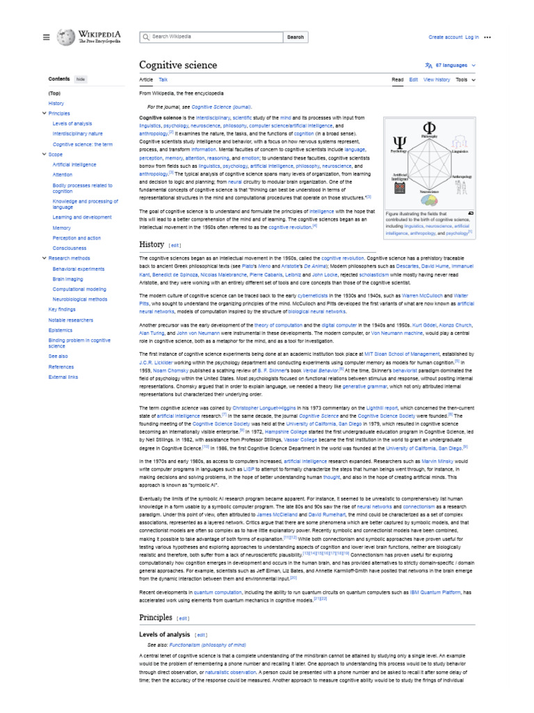 En Wikipedia Org Wiki Cognitive - Science | PDF