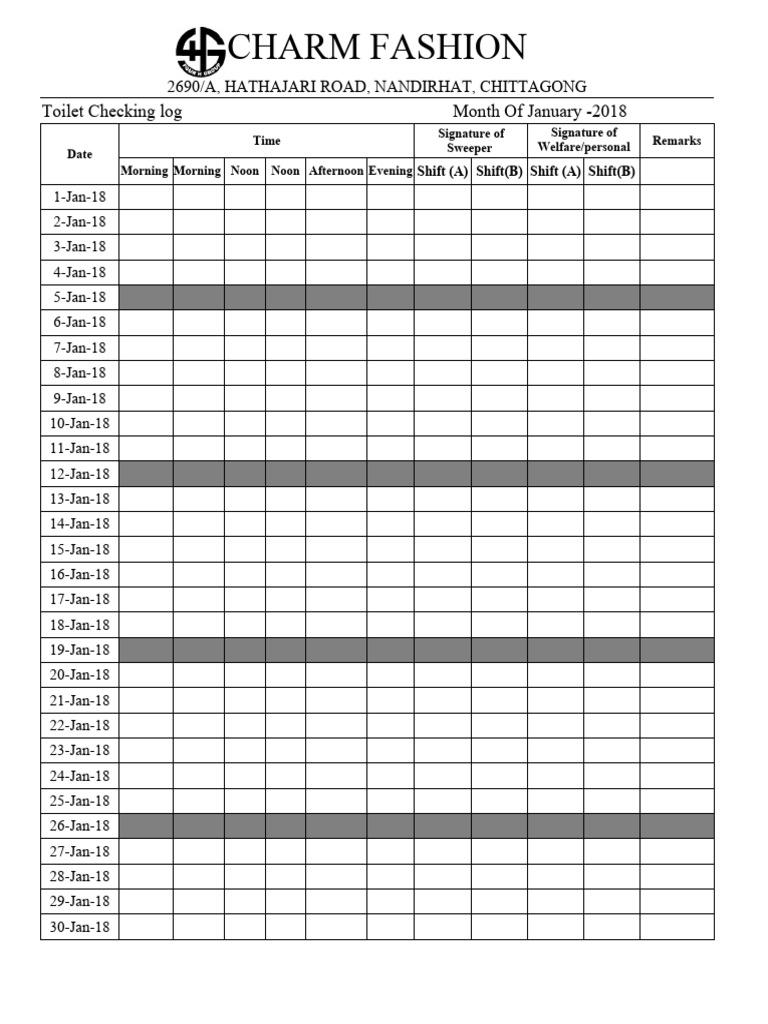 Toilet Checking Formate | PDF