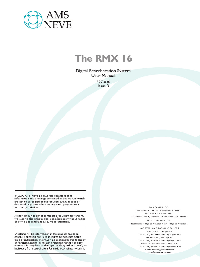 Ams Neve RMX 16 | PDF | Analog To Digital Converter | Mains Electricity