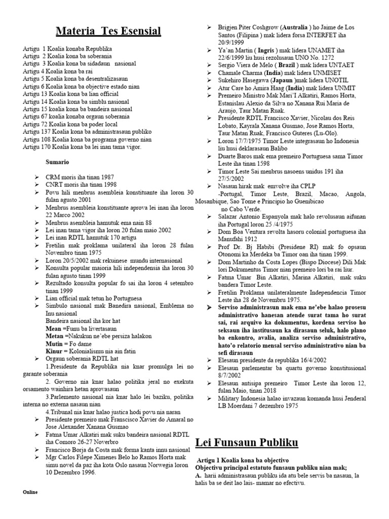 Materia Intervista | PDF | Timor Oriental