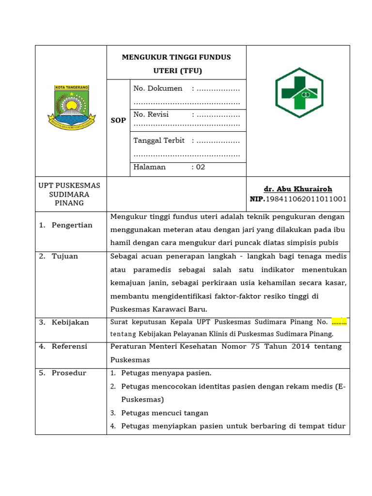Sop Pengukuran Tfu Fix 1 | PDF