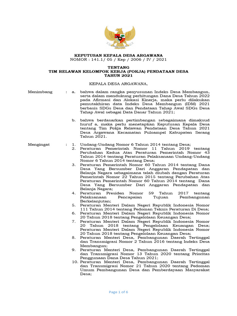 SK POKJA SDGs No 5 T 2021 | PDF