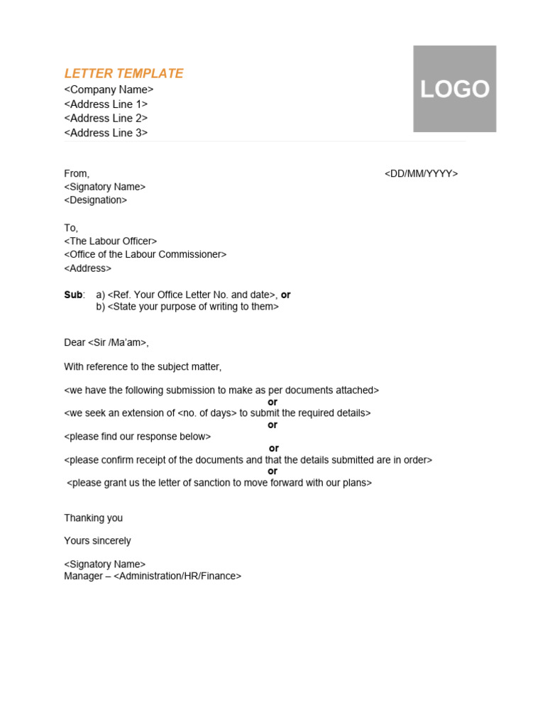 Letter To Labour Officer For Various Reasons Template | PDF | Finance ...