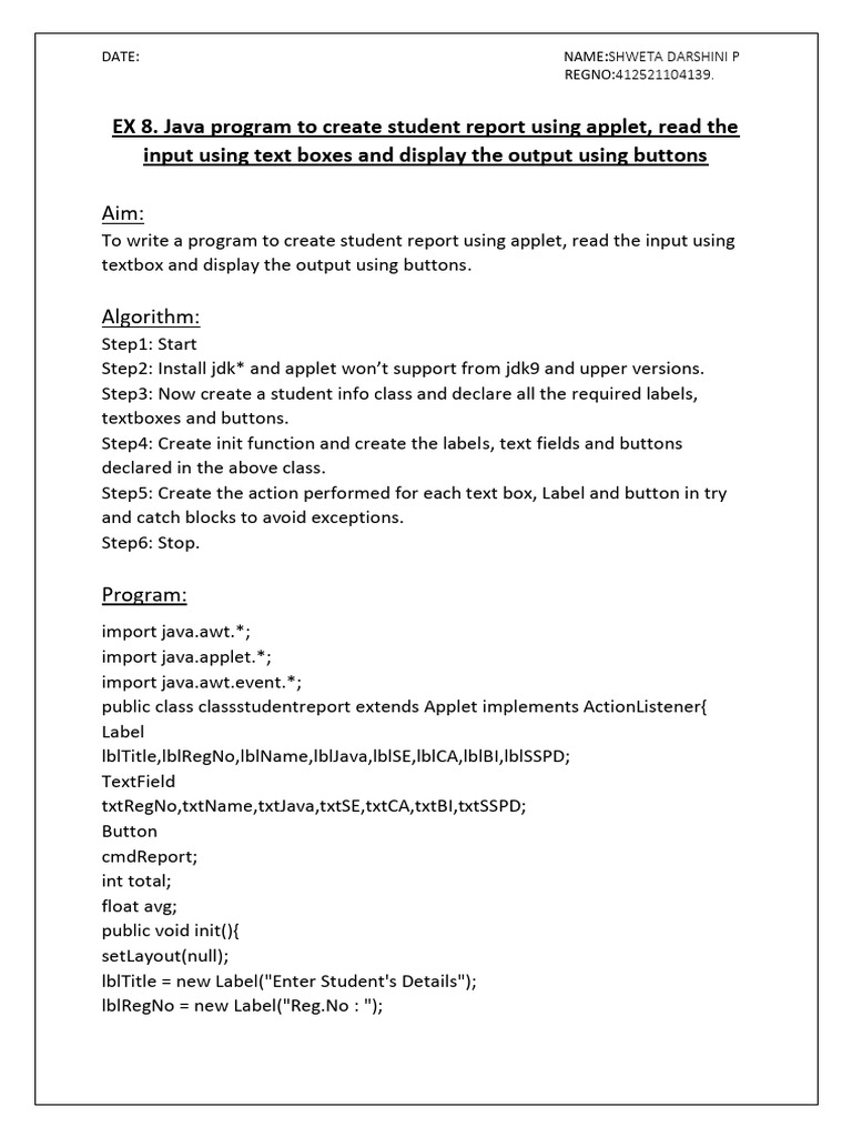 2.java Practicals | PDF | Java (Programming Language) | Information ... 2.java Practicals | PDF | Java (Programming Language) | Information ...
