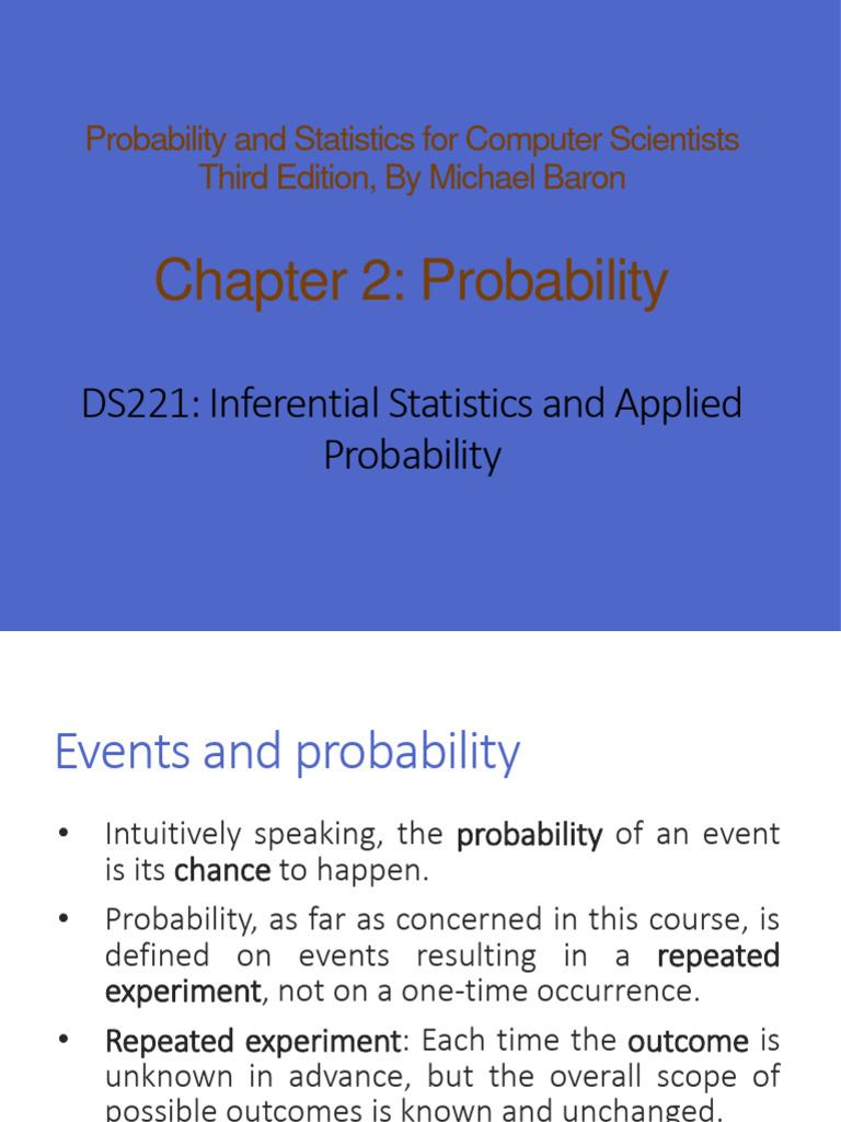 Lecture02 Chapter 02 Probability Michael Baron Inf Stats Final | PDF | Probability | Sampling ...