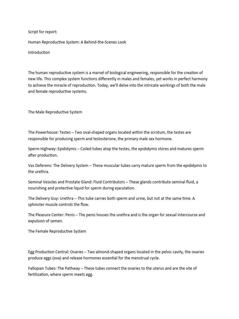 Script human reproductive system report | PDF | Reproductive System | Human Reproduction