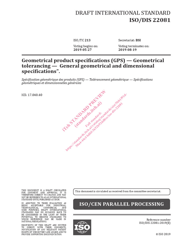Iso Dis 22081 | PDF | International Organization For Standardization | Engineering Tolerance