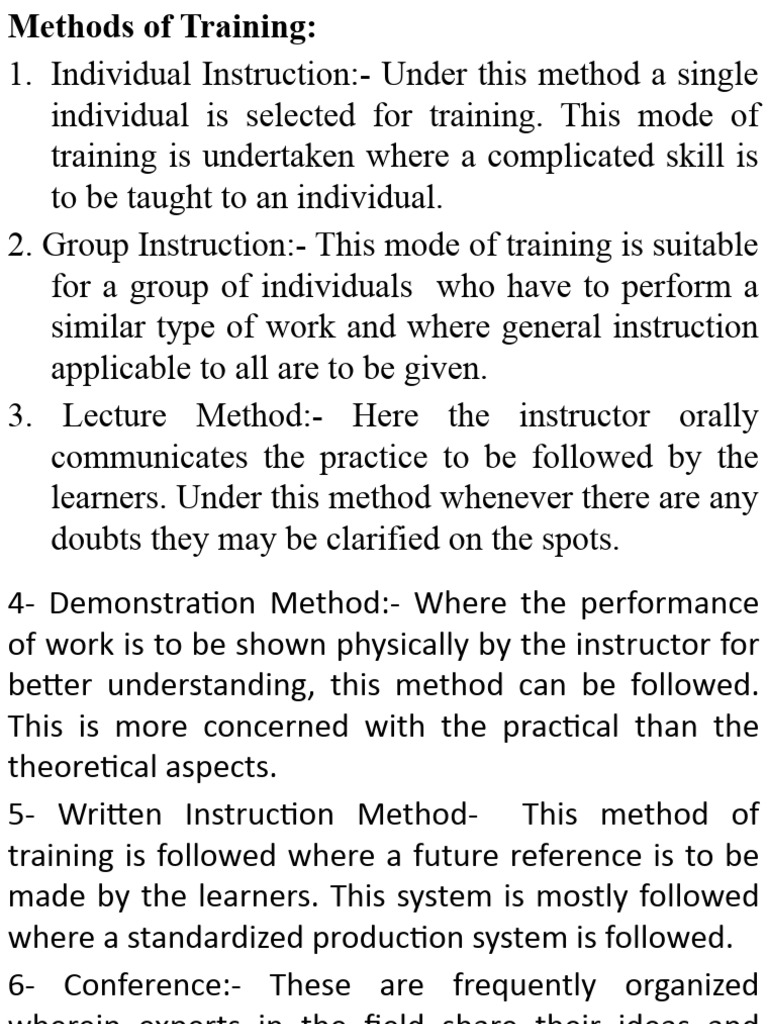 Methods of Training | PDF