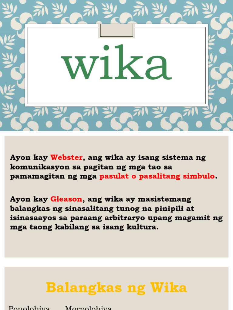 Wika 1 | PDF