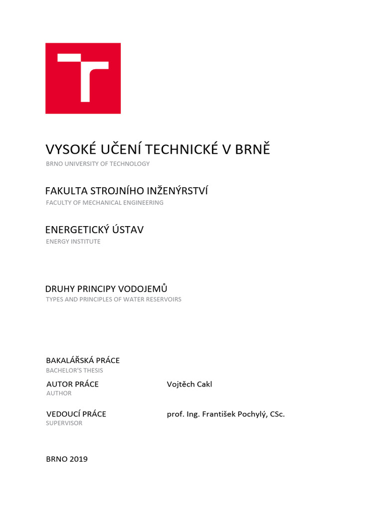 Cakl Vojtech Druhy A Principy Vodojemu | PDF