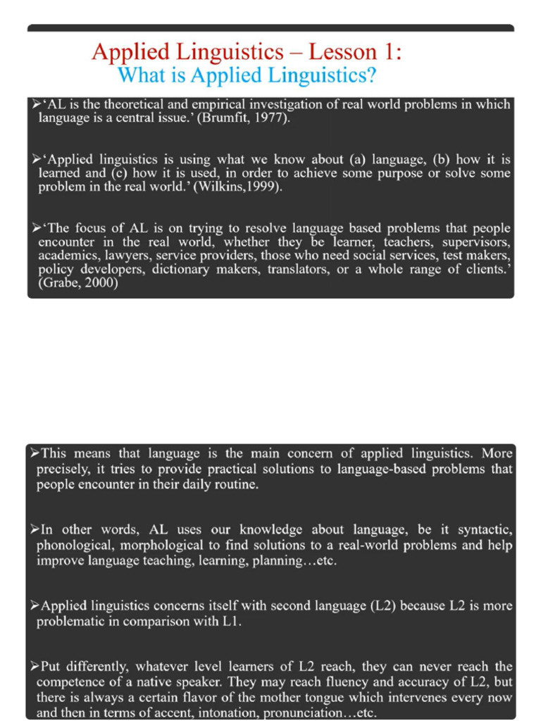 Applied Linguistics Approach | PDF