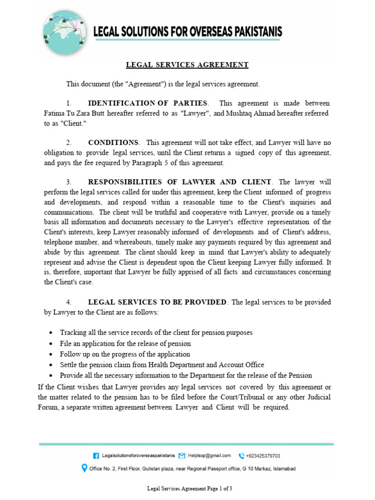 Legal Services Agreement | PDF | Lawyer | Justice