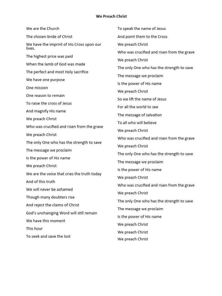 We Preach Christ | PDF | Jesus | Christian Denominational Families
