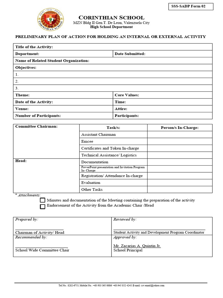 01 Preliminary Action Plan Form | PDF