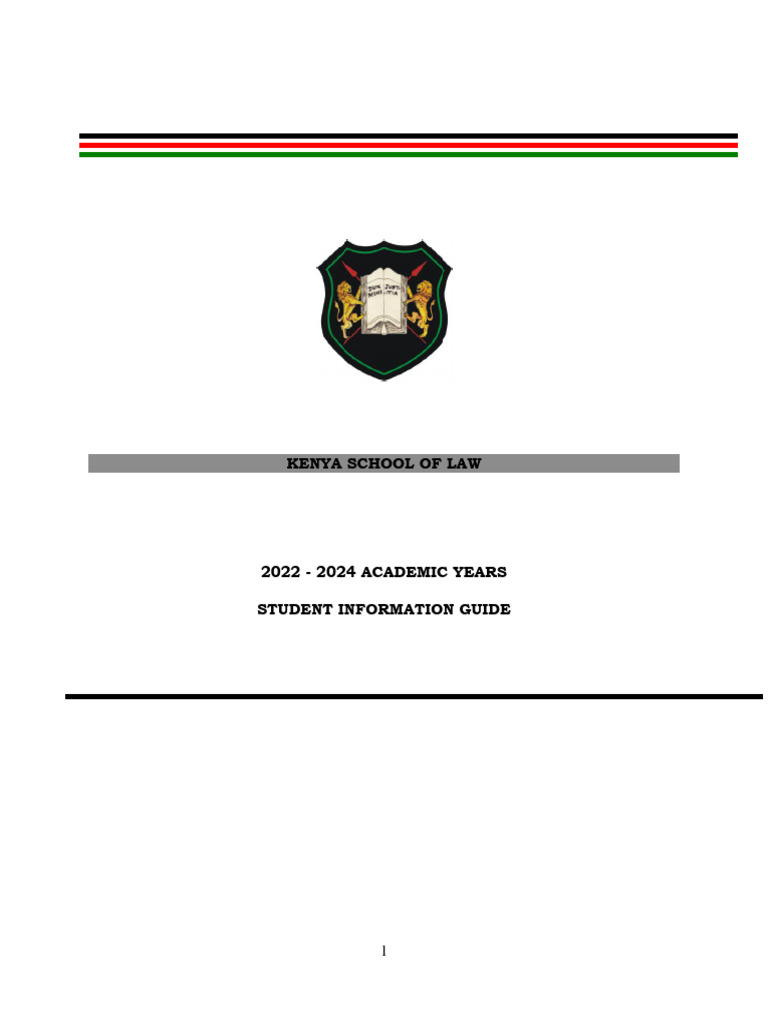 Kenya School of Law Student Guide 2022-2024 | PDF | Finance & Money Management