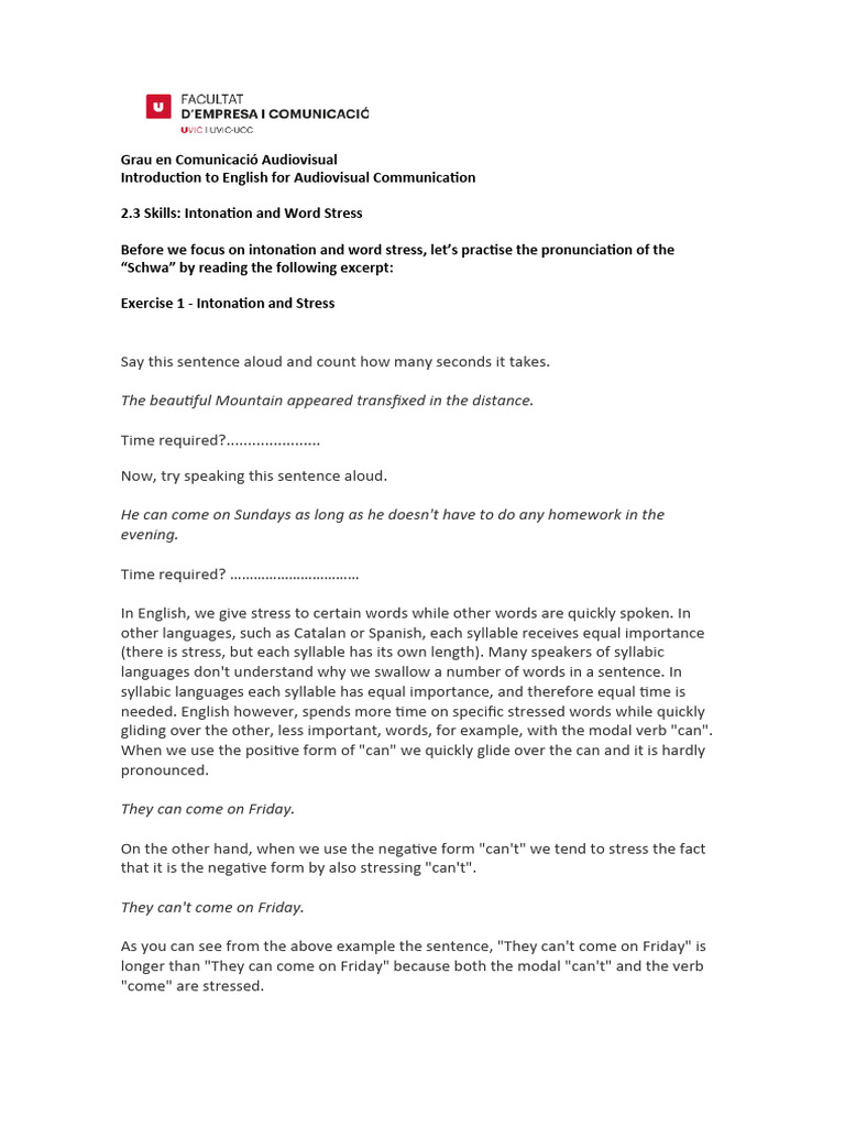 Audiovisual English Pronunciation | PDF | Stress (Linguistics) | English Language