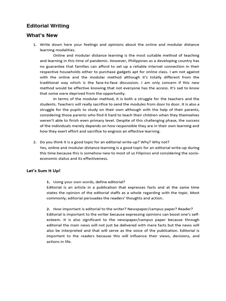 Editorial Writing | PDF