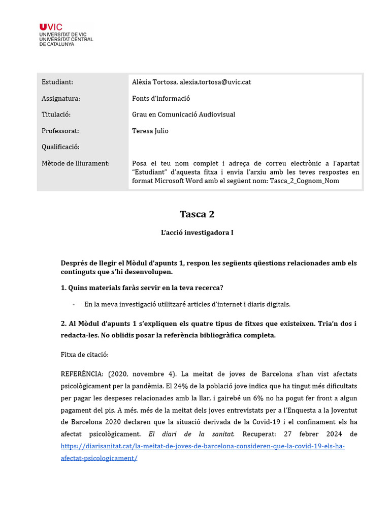 Tasca 2 Tortosa Alèxia | PDF