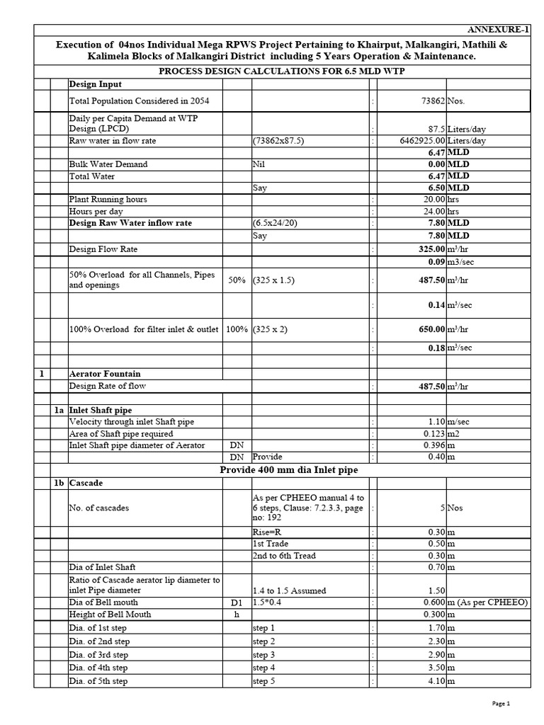 KEC-6.50MLD WTP PROCESS - Malkanagiri. Final | PDF