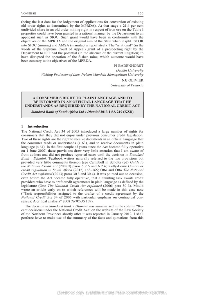 A Consumer's Right To Plain Language and To | PDF