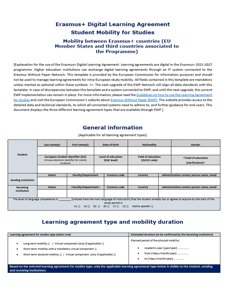 Erasmus+ Digital Learning Agreement Guide | PDF | Academic Degree ...