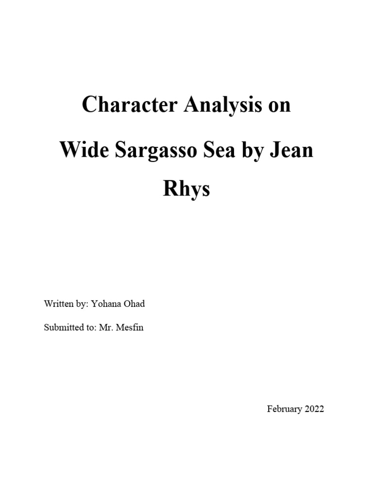 Character Analysis Wide Sargasso Sea | PDF