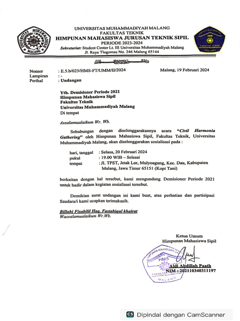 025 Undangan Demisioner 2021 | PDF