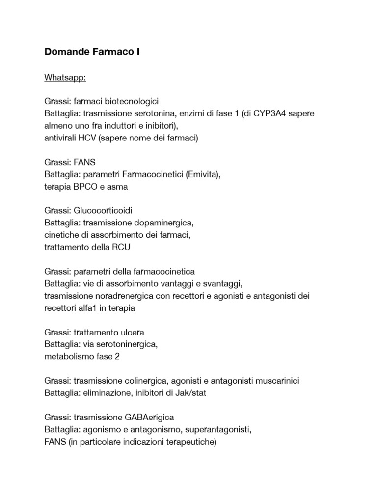 Domande Farmaco 1 | PDF