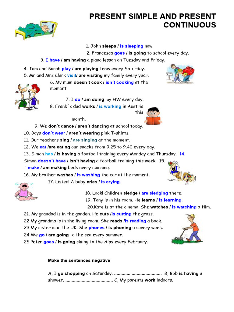 Present Simple vs. Present Continuous | PDF