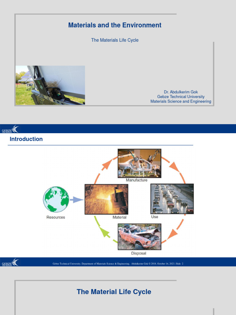 Materials and The Environment Lecture3 | PDF | Life Cycle Assessment ...