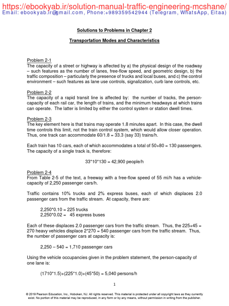 Sample For Solution Manual Traffic Engineering 5th Edition Roess ...
