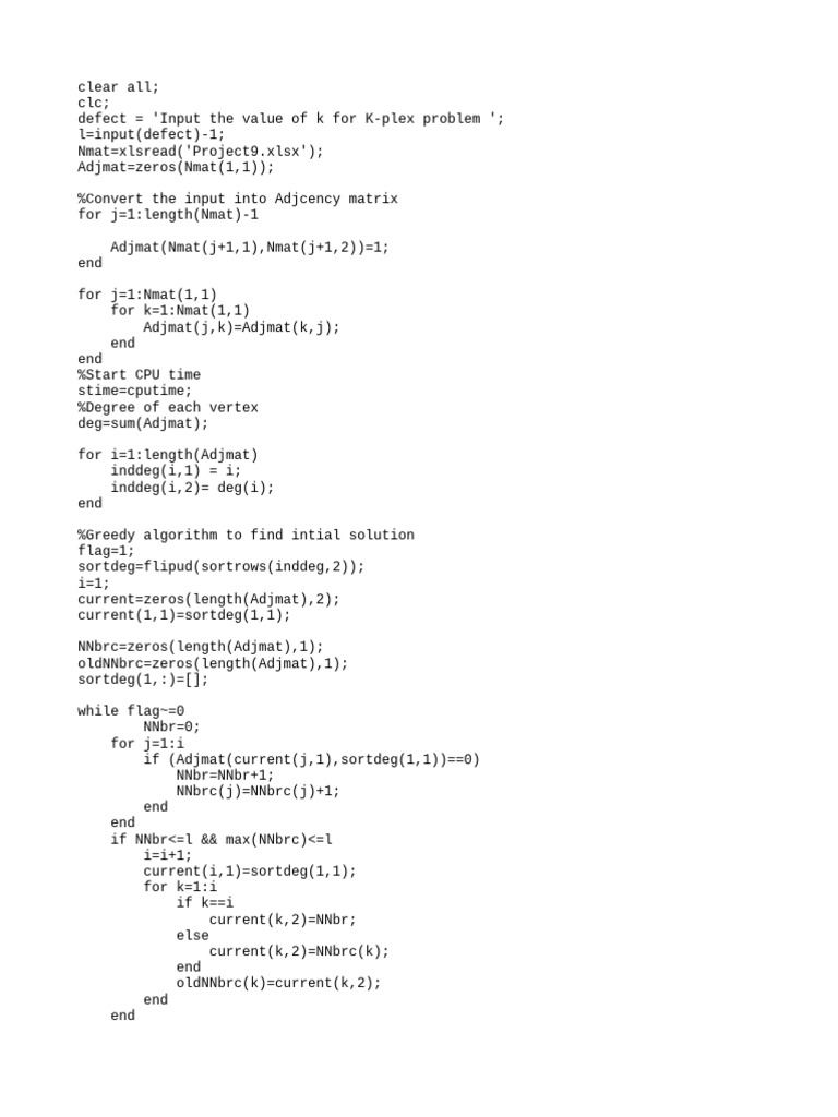 Matlab Code Pdf Algorithms And Data Structures Combinatorics