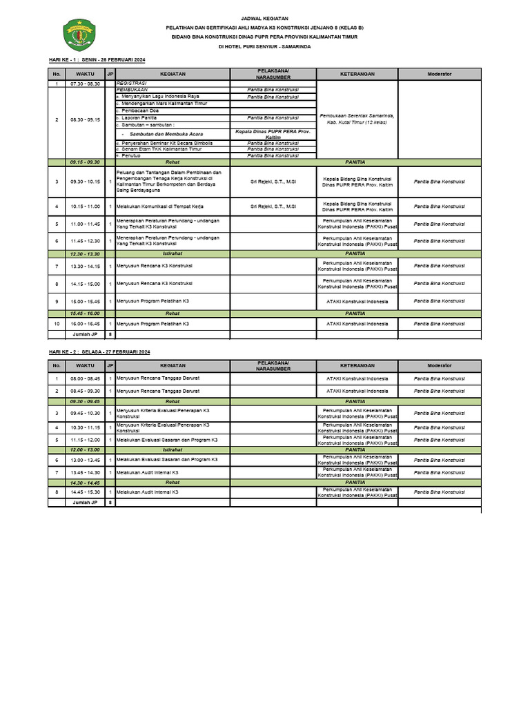 Jadwal Pelatihan Ahli Madya K3 Konstruksi Kelas B | PDF | Teknologi & Rekayasa