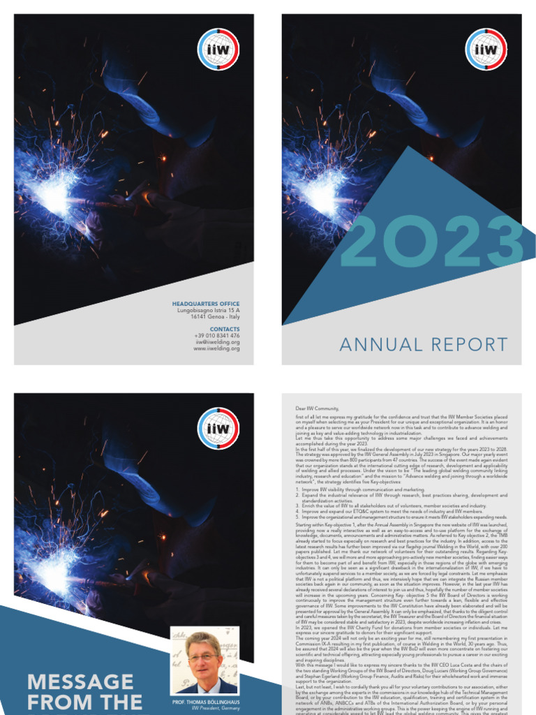 IIW Annual Report 2023 | PDF | Welding | Construction