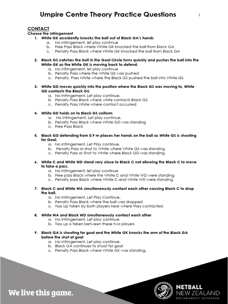 Centre Theory Practice Questions | PDF | Team Sports | Rules
