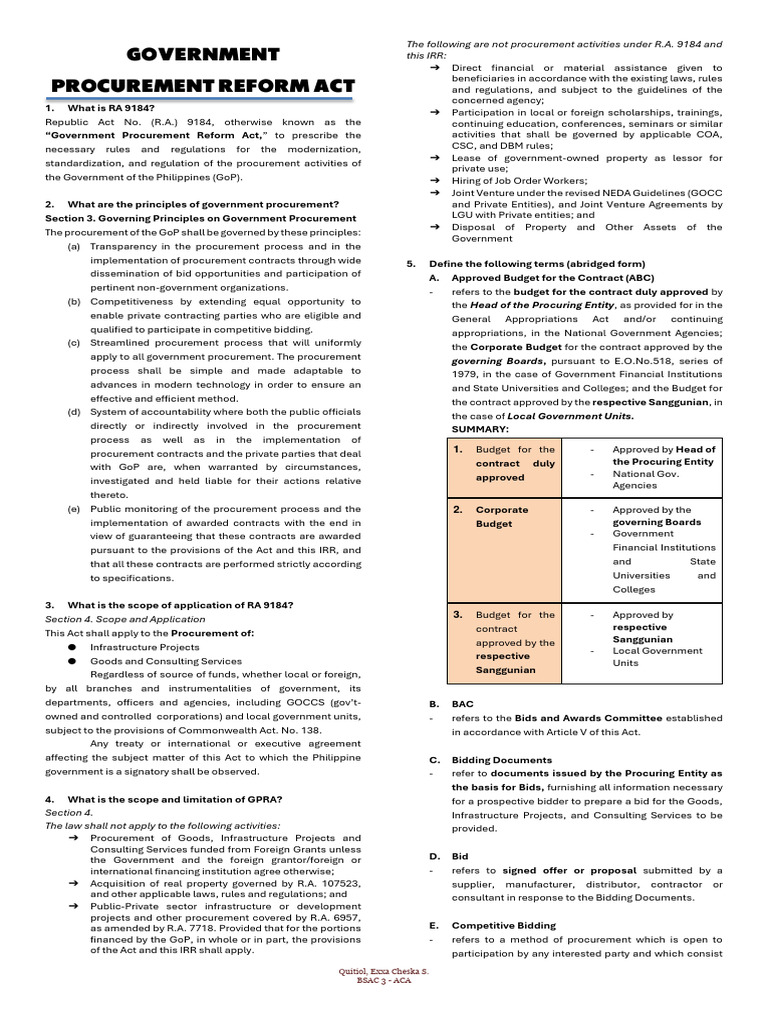 GPRA | PDF | Procurement | Economies