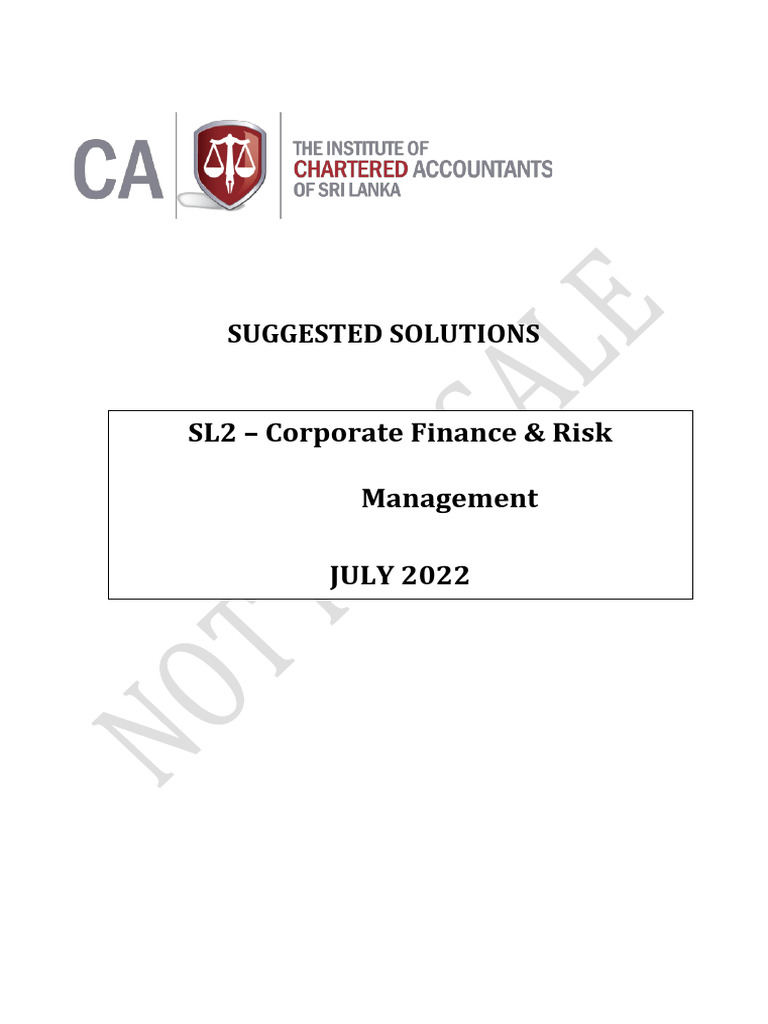 SL2 Suggested Solutions - July 2022 | PDF | Net Present Value ...