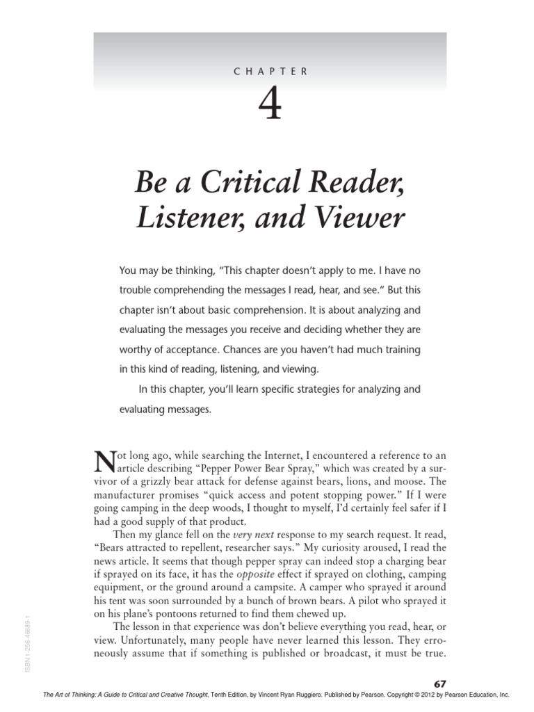 The Art of Thinking A Guide To Critical | PDF