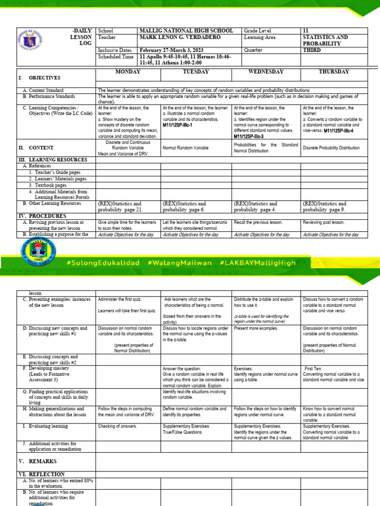 Stat&Prob 3rd Week 3 | PDF | Normal Distribution | Probability Distribution