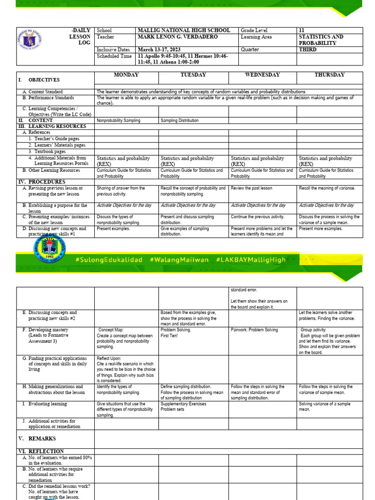 Stat&Prob 3rd Week 5 | PDF Stat&Prob 3rd Week 5 | PDF
