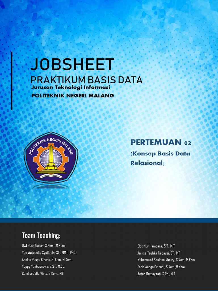 Jobsheet Pertemuan 02 Konsep Basis Data | PDF | Bisnis | Komputer