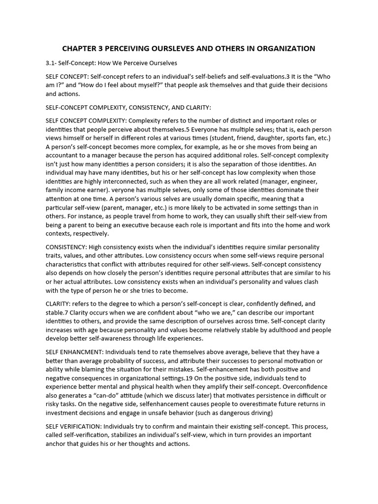 Chapter 3 Perceiving Oursleves and Others in Organization | PDF | Stereotypes | Self Efficacy