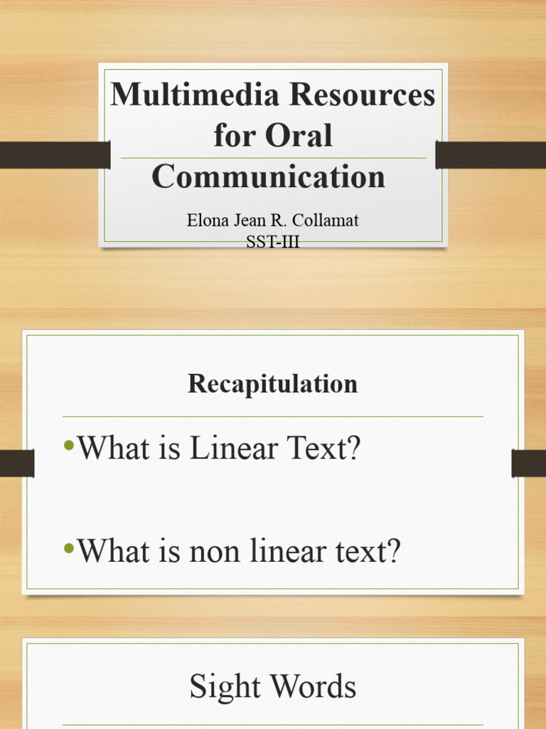 Multimedia Resources For Oral Communication | PDF