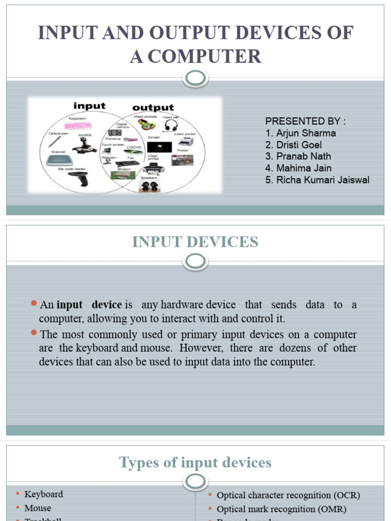 Input and Output Devices For Computers | PDF | Image Scanner | Camera