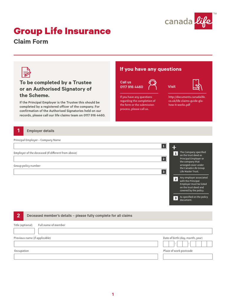 Canada Life - GLA Claim Form | PDF
