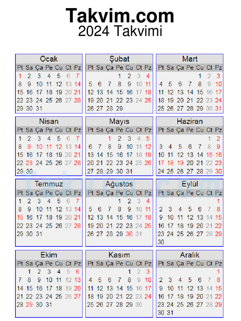 2024 Takvimi | PDF