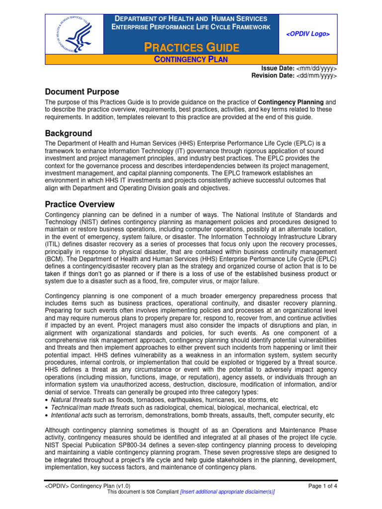 Eplc Contingency Plan Practices Guide | PDF | Threat (Computer) | Vulnerability (Computing)